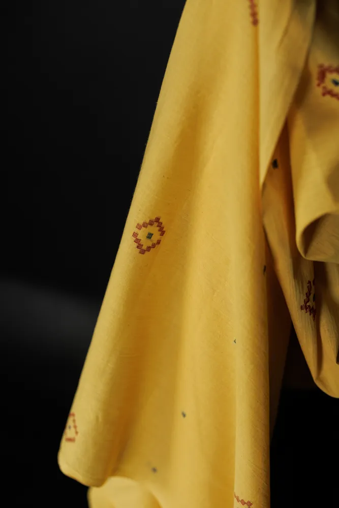 Handwoven Jamdani and Embellished Indian Fabric