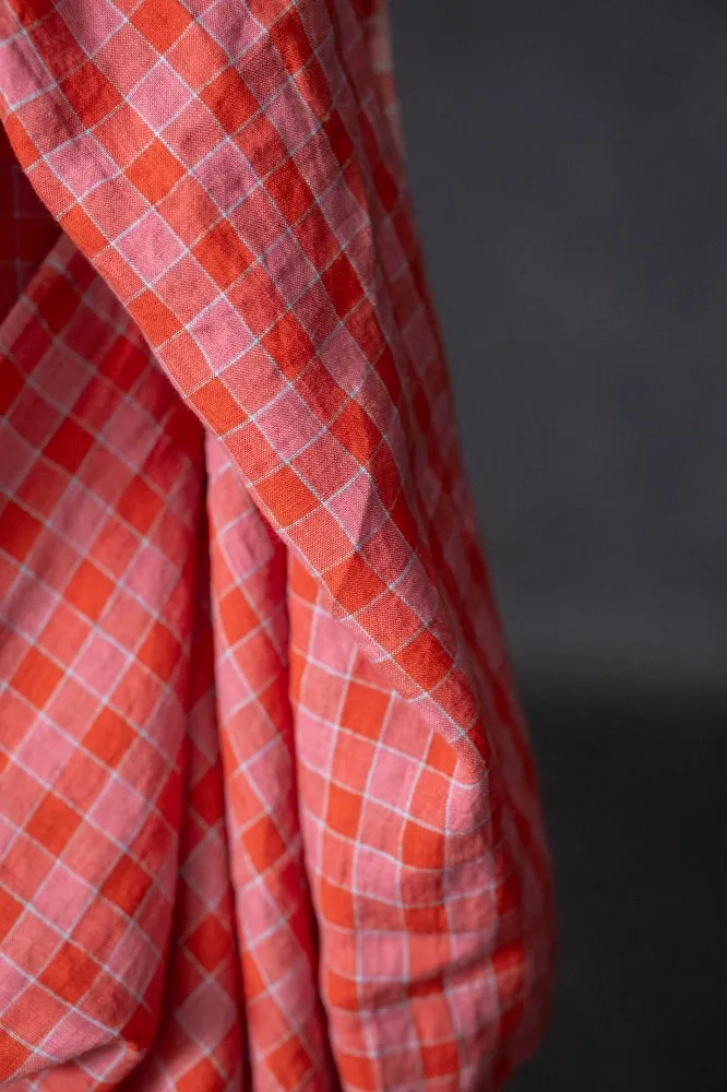 Pink Pix European Laundered Linen Check Fabric